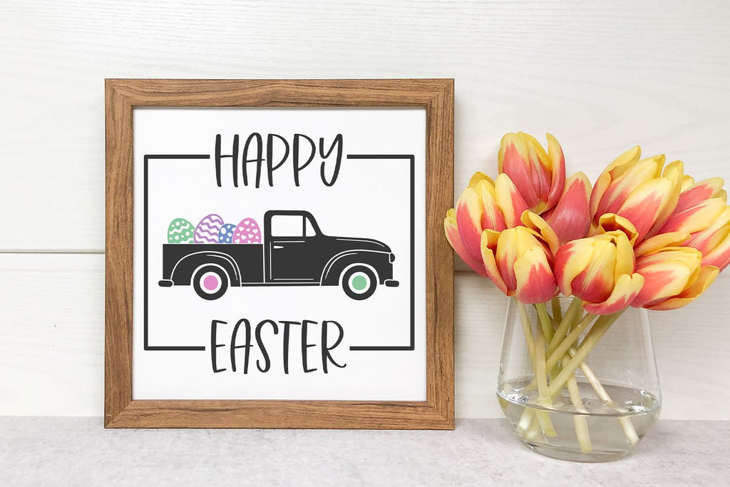 Happy Easter SVG | Vintage Truck with Easter Eggs Cut File - So Fontsy