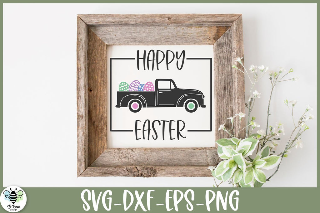 Happy Easter SVG | Vintage Truck with Easter Eggs Cut File - So Fontsy