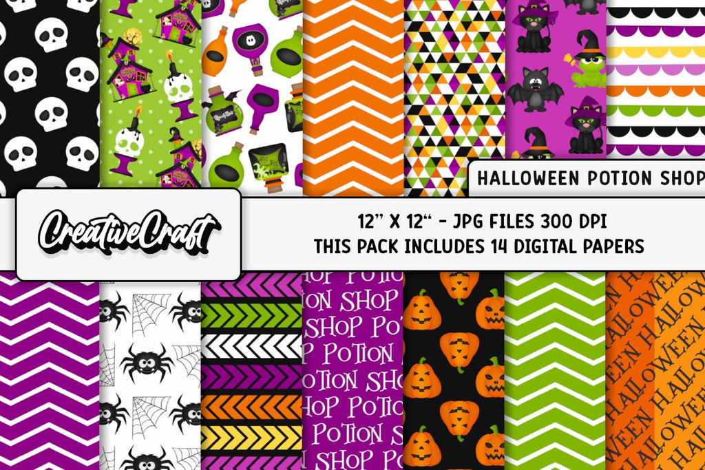 Happy Halloween Digital Papers, scrapbook backgrounds designs holiday ...