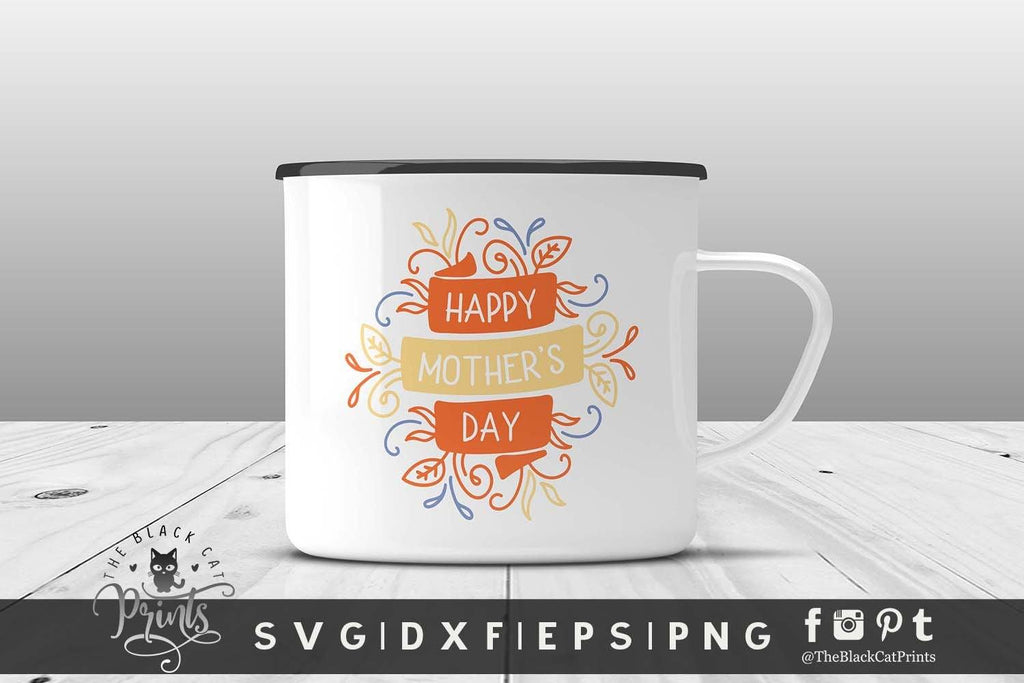 Happy Mother’s Day Floral Banner cut file - So Fontsy