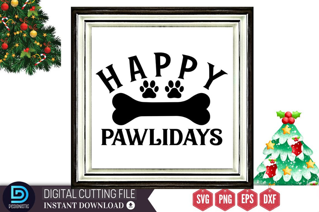 Happy pawlidays SVG, Happy pawlidays - So Fontsy