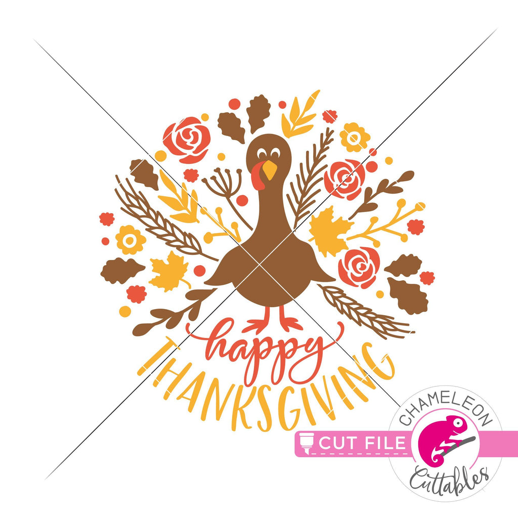 Happy Thanksgiving Turkey - Fall - Autumn - SVG PNG DXF EPS JPEG - So ...