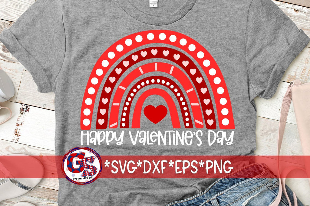Happy Valentine's Day Rainbow SVG DXF EPS PNG - So Fontsy