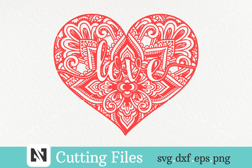 Heart Mandala Svg, Mandala Svg, Valentine's Day Svg - So Fontsy