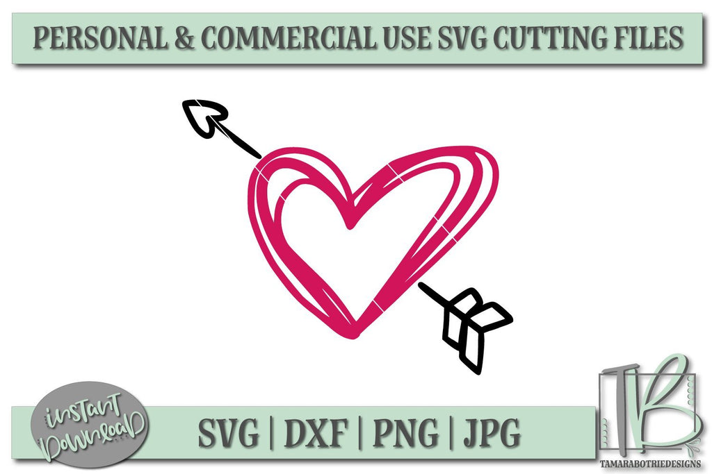 Heart With Arrow SVG File, Valentine's SVG File - So Fontsy