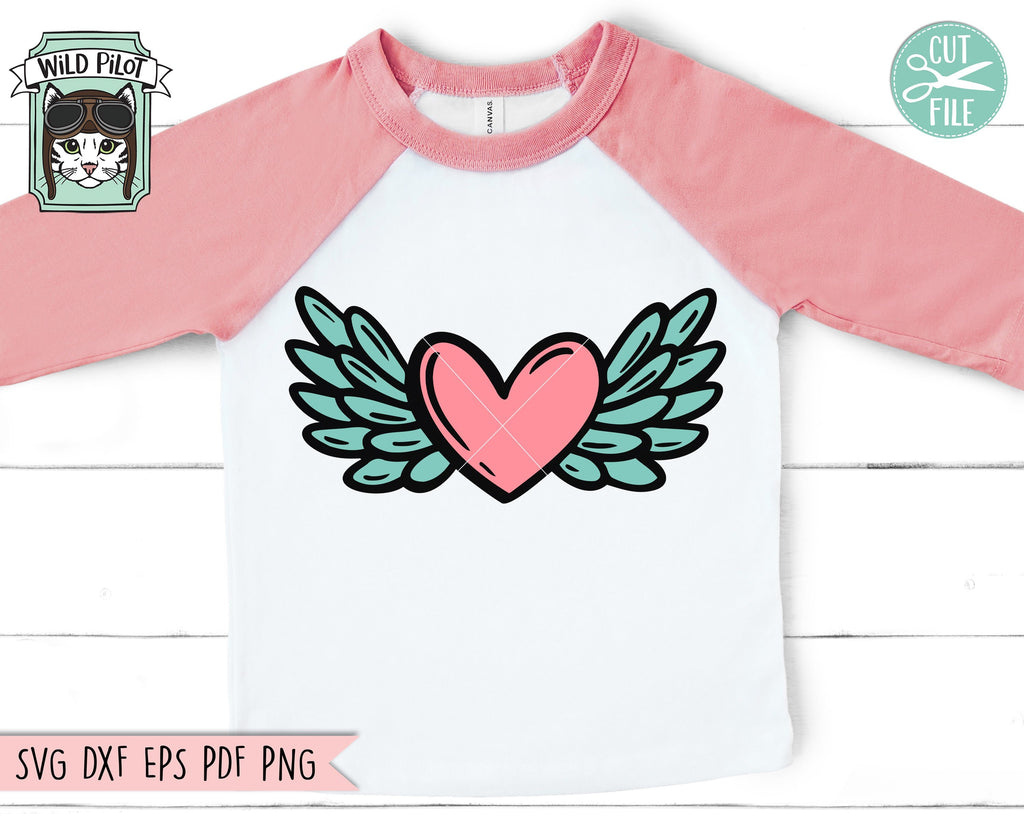 Valentines Day Heart With Wings SVG Cut File - So Fontsy
