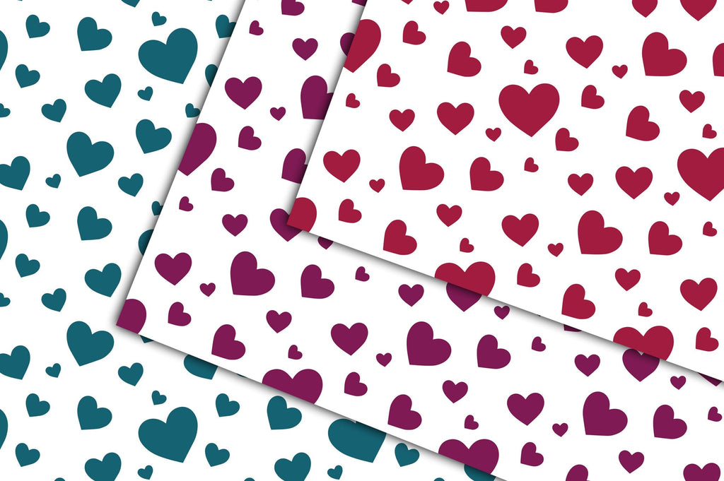 Hearts Digital Paper - 100 Seamless Digital Files - So Fontsy