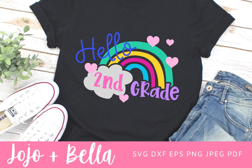 Hello 2nd Grade Svg, Back to School Svg, Svg, School Svg, Rainbow Svg ...