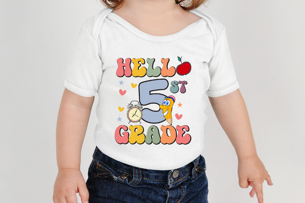 Hello 5th Grade, Fifth Grade SVG Cricut - So Fontsy