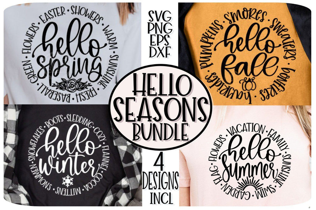 HELLO SEASONS- FALL SPRING SUMMER WINTER - SVG PNG EPS DXF - So Fontsy