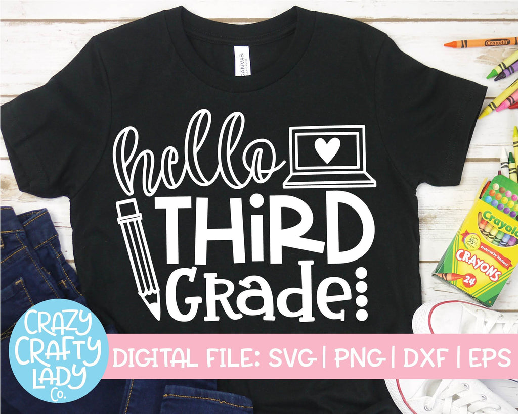 Hello Third Grade | Back to School SVG Cut File - So Fontsy
