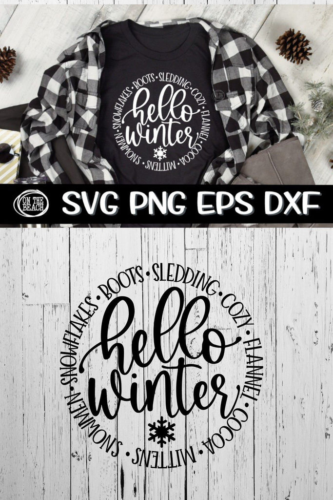 HELLO WINTER SVG - Winter - Words - Circle - SVG PNG EPS DXF - So Fontsy