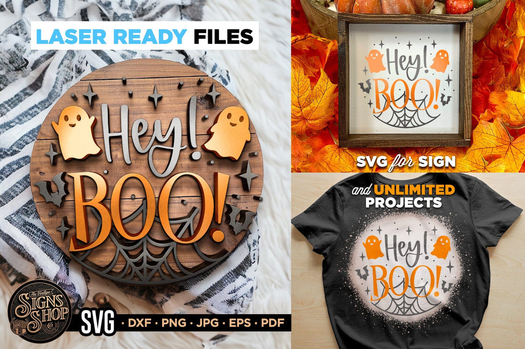 Hey Boo! Ghosts | Halloween SVG Sign - So Fontsy