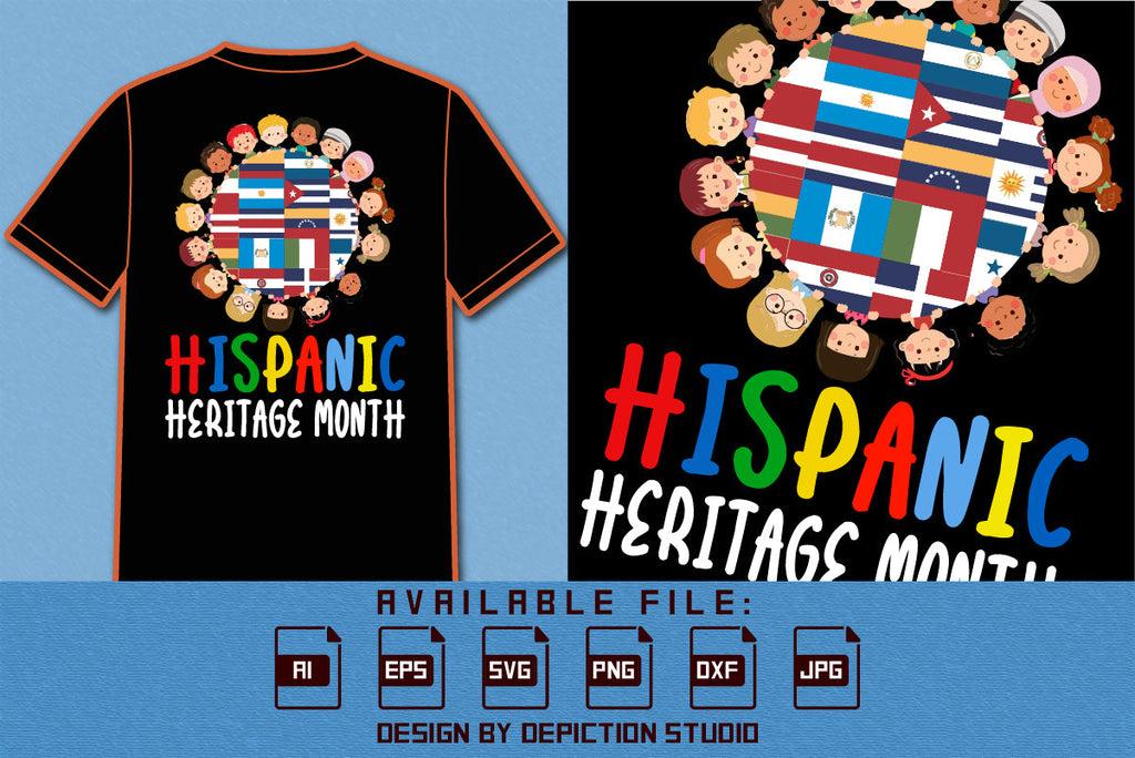 Hispanic Heritage Month T Shirt, Hispanic Children Circle Flags Shirt ...