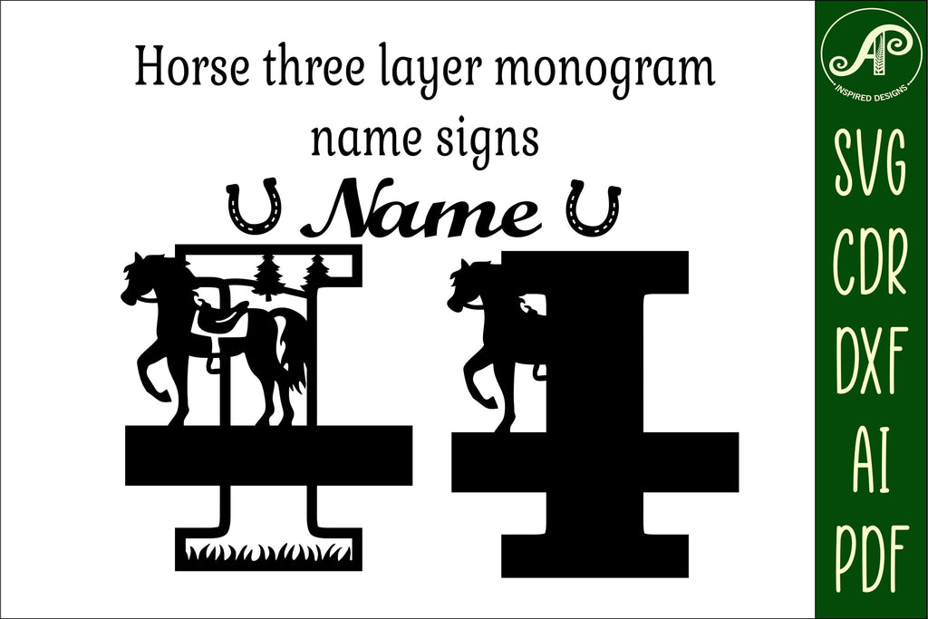 Horse Capital Monogram Letter I SVG File - So Fontsy