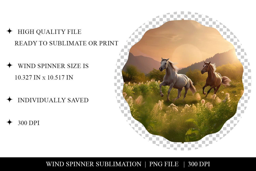 Horse Wind Spinner PNG, Wild Horses Garden Spinner - So Fontsy