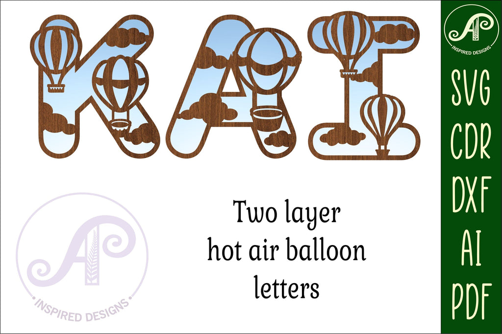 Hot air balloon letters alphabet set. 49 layered letters. - So Fontsy