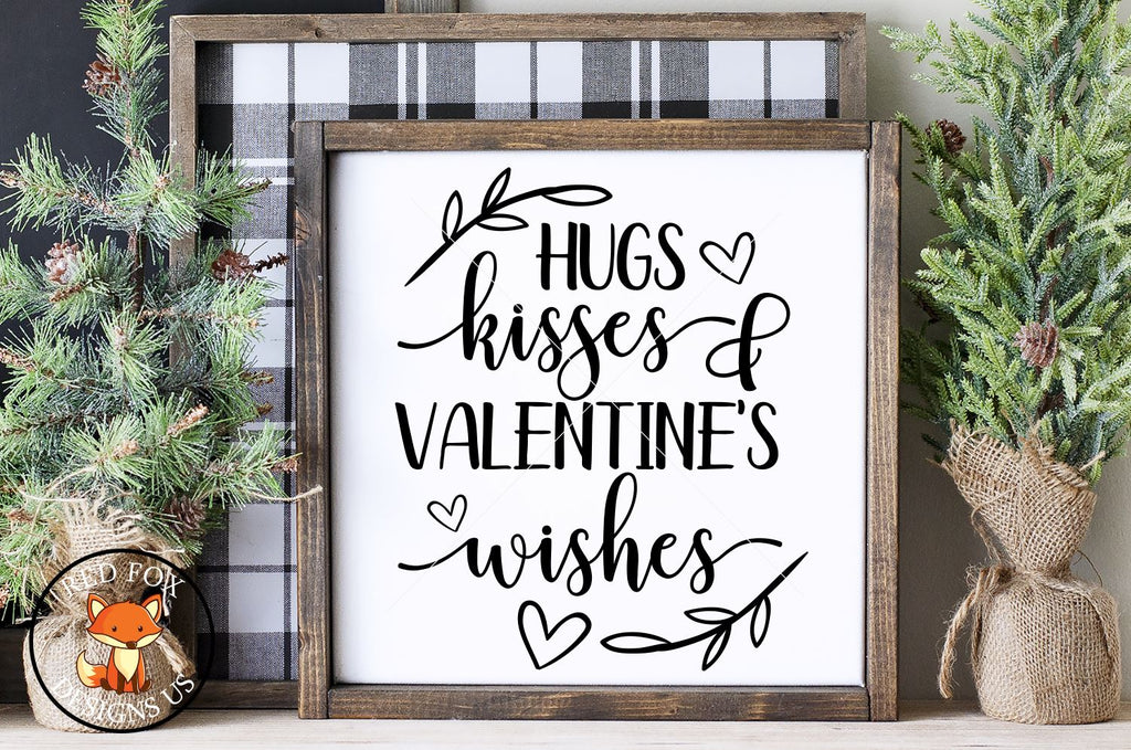 Hugs Kisses & Valentine's Wishes, Valentines day svg png dxf - So Fontsy