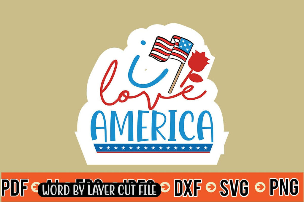 I Love America Sticker SVG - So Fontsy