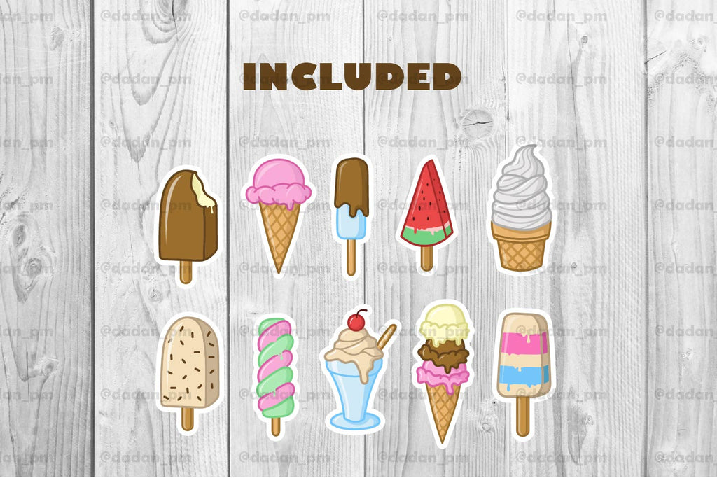 Ice Cream print & cut / Printable Stickers - So Fontsy
