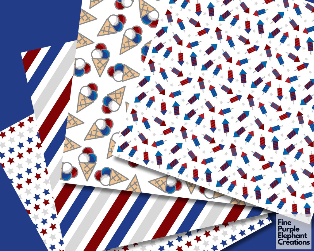 Independence Day Digital Paper | 4th of July Scrapbook - So Fontsy
