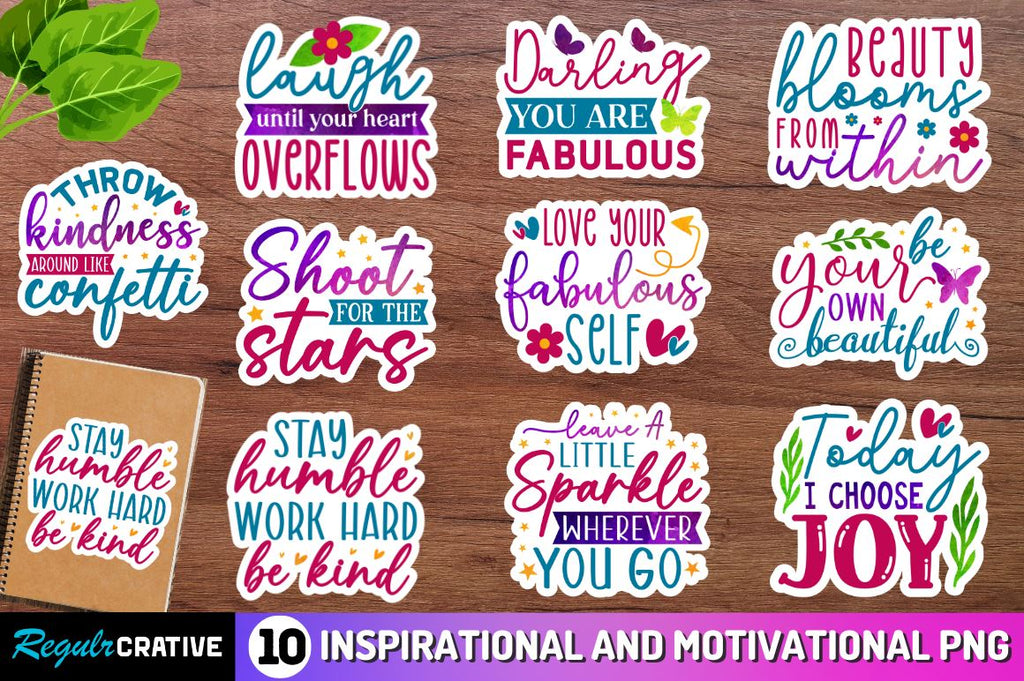 Inspirational Printable Stickers Png Bundle - So Fontsy