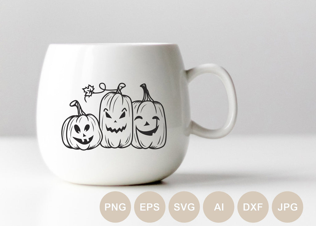 Jack o lanterns Svg file, Row of Pumpkin Cut file, Halloween Svg, Fall ...