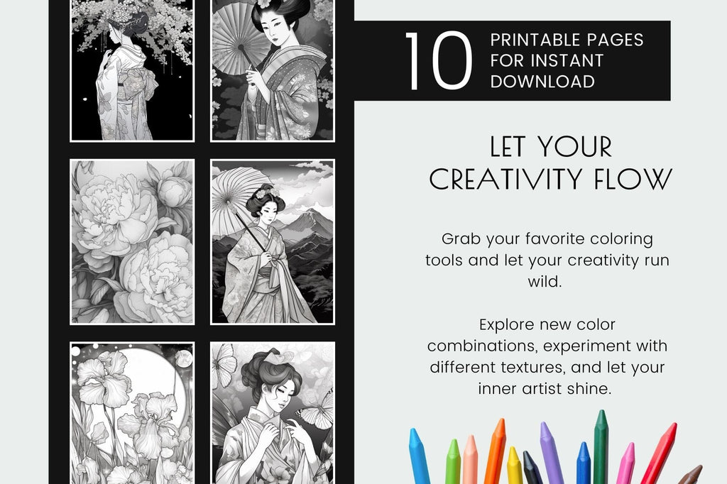 printable geisha coloring pages