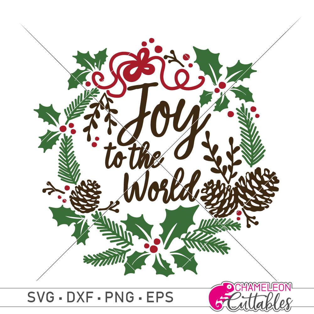 Joy to the World Wreath round circle Christmas SVG - So Fontsy
