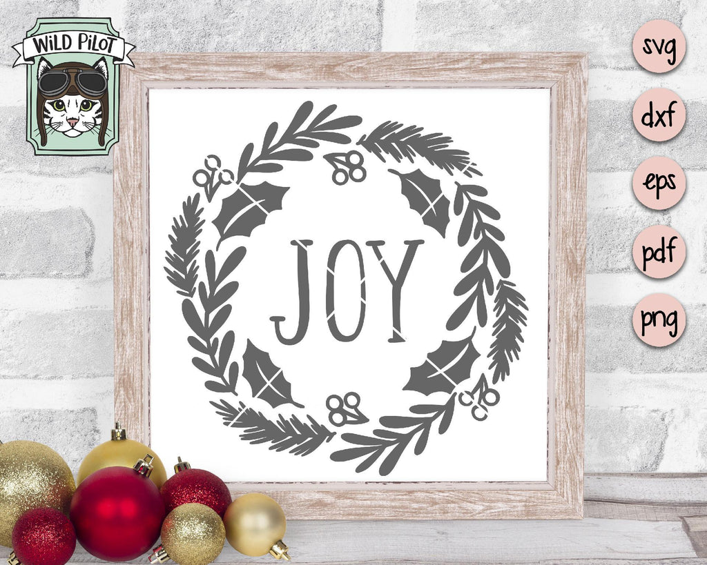 Joy Wreath SVG Cut File - So Fontsy