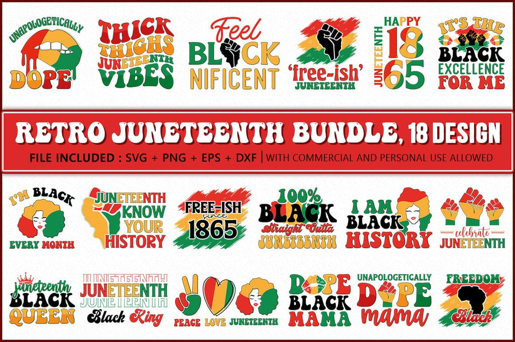 Juneteenth Retro SVG Bundle, Black history month SVG Bundle - So Fontsy