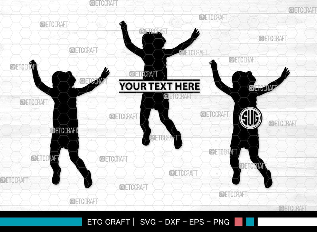 Kids Playing Monogram, Kids Playing Silhouette, Kids Playing SVG, Kids ...