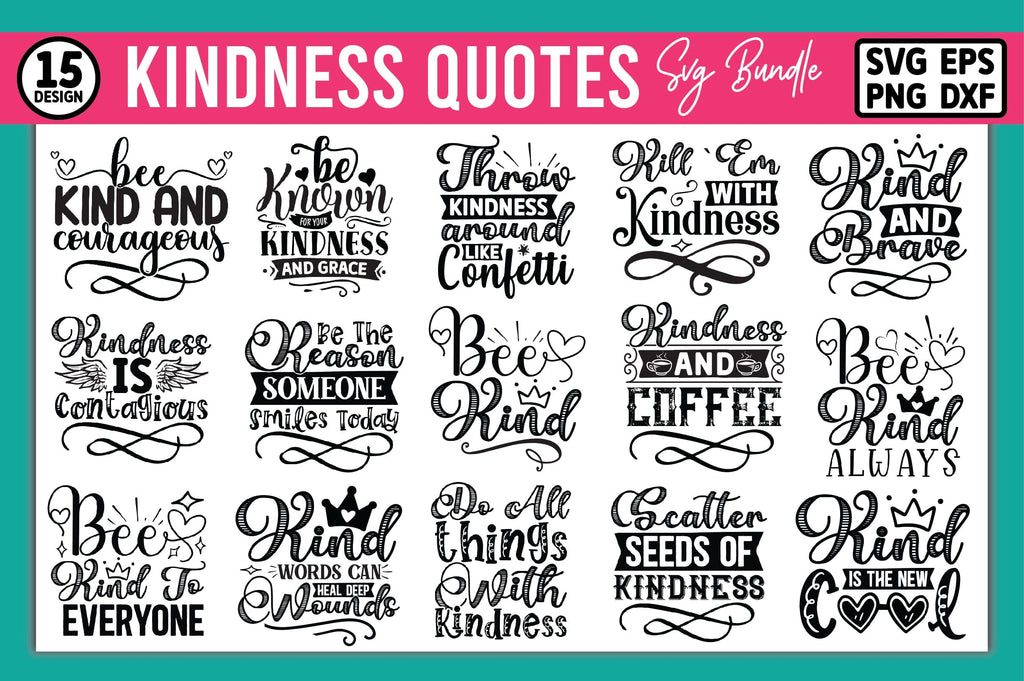 Kindness Quotes SVG Bundle - So Fontsy
