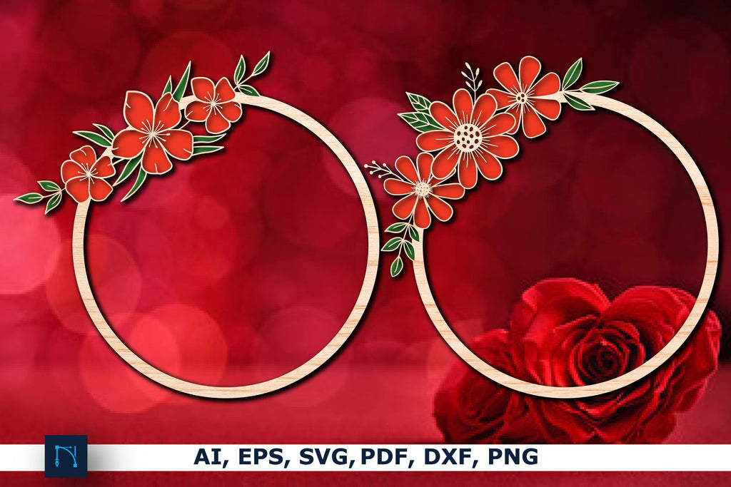 laser cut floral photo frame SVG Bundle - So Fontsy