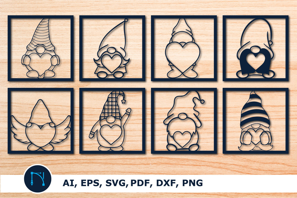 laser cut Gnome decor SVG file bundle - So Fontsy