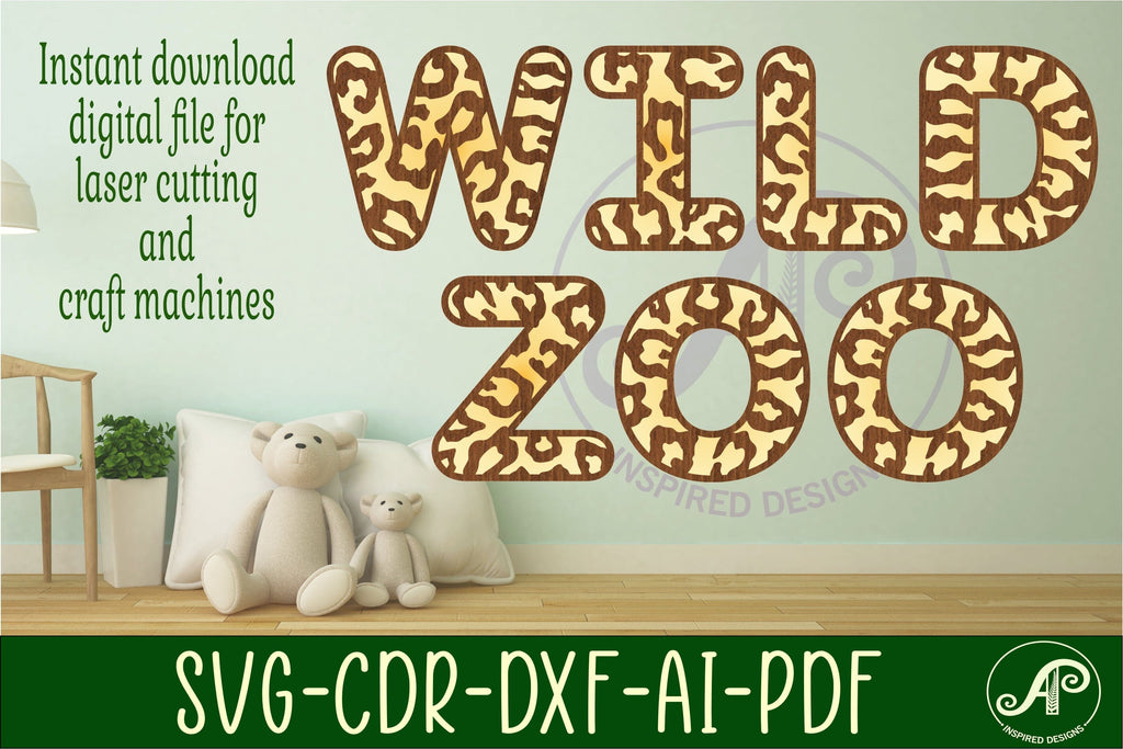 Leopard print letters alphabet set. 26 layered letter - So Fontsy