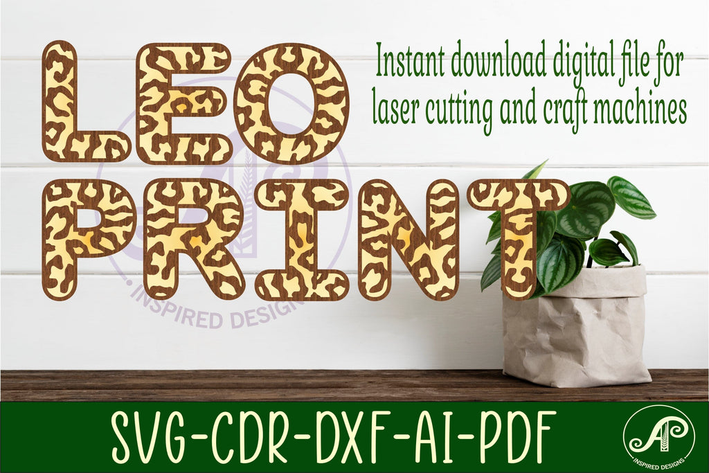 Leopard print letters alphabet set. 26 layered letter - So Fontsy