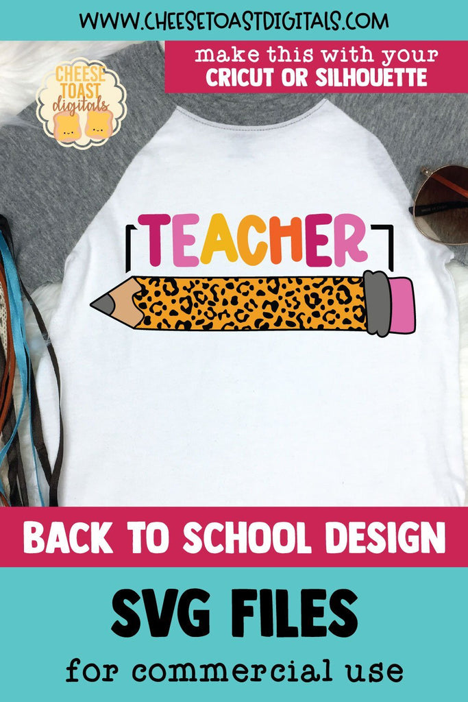 Leopard Print Pencil SVG | Teacher Back To School Design - So Fontsy