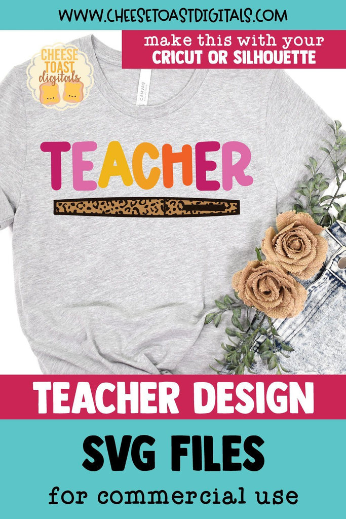Leopard Print Teacher SVG | Teacher - So Fontsy