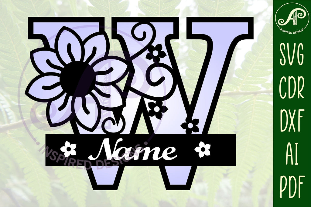 Letter W Flower Layer Monogram SVG File - So Fontsy