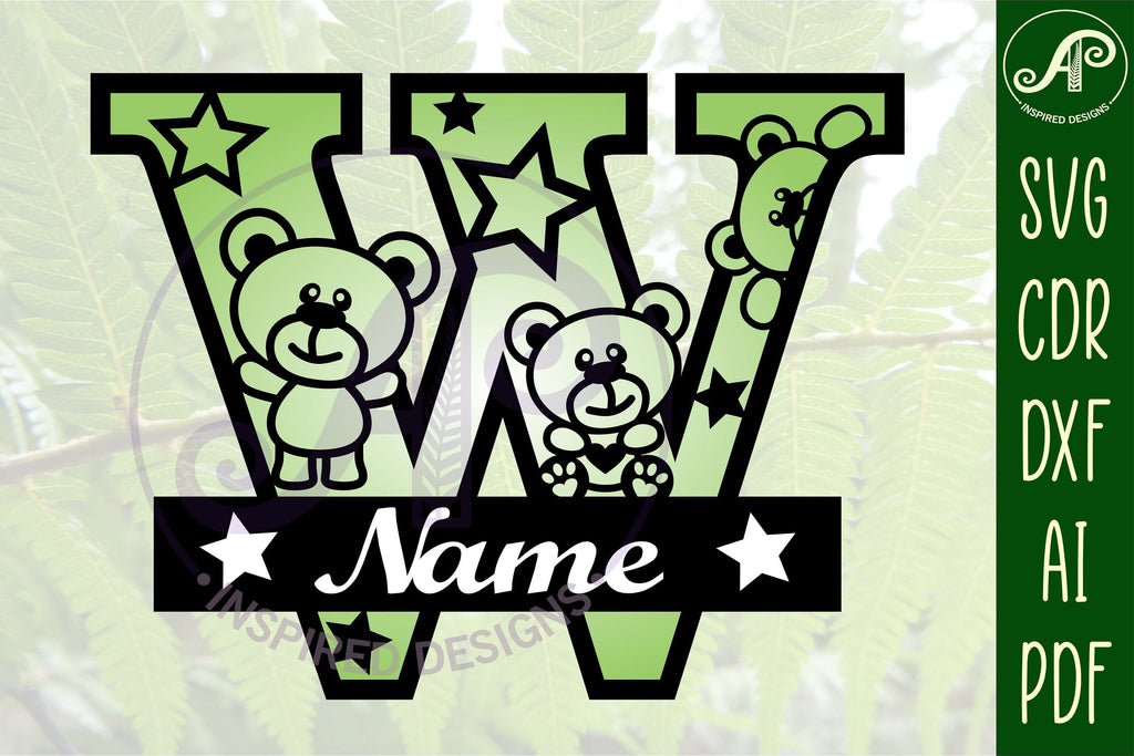 Letter W Teddy Bear Monogram SVG file - So Fontsy