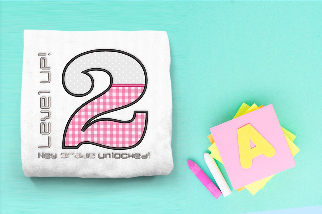 Level Up 1st - 5th Grade Applique Embroidery Design Bundle - So Fontsy