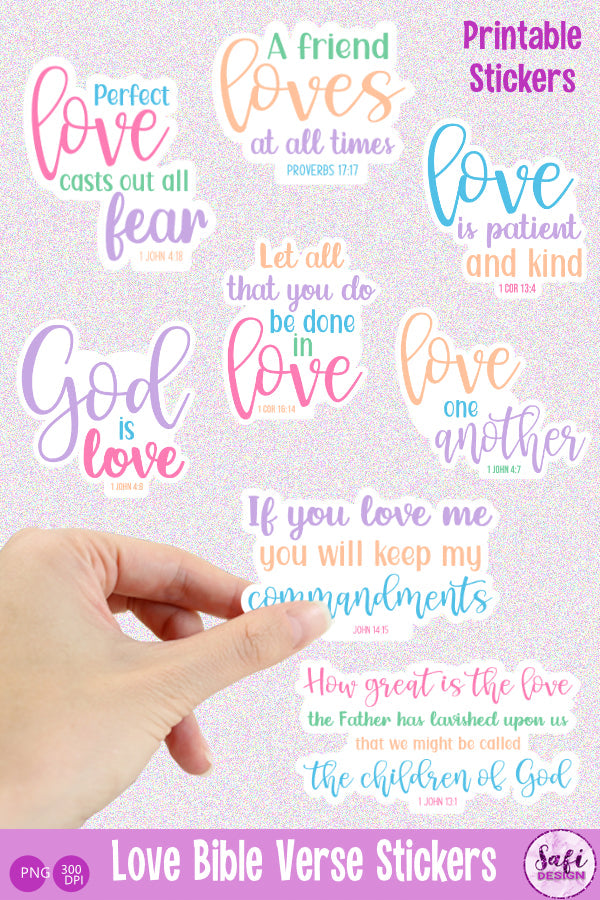 Love Bible Verse Printable Stickers - So Fontsy