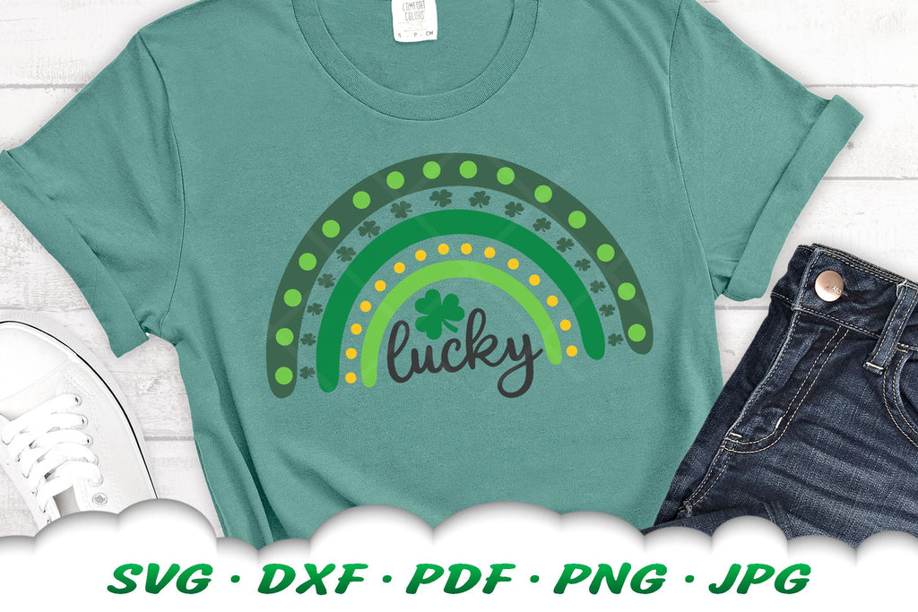 Lucky Rainbow SVG | St Patricks Day SVG | Shamrock SVG | Rainbow Cut ...