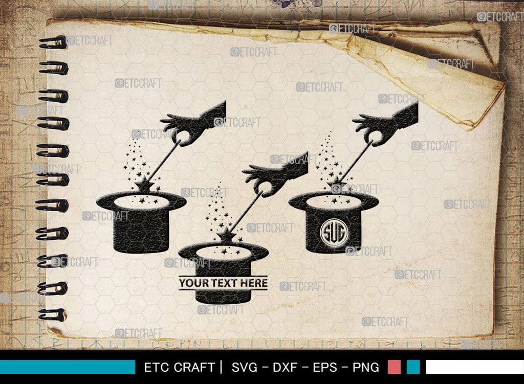 Magician Svg, Magic Monogram, Magician Magic Hat silhouette, Magician Magic Hat Svg, Magic ...