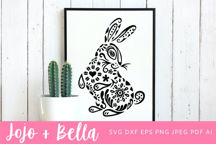 Mandala Bunny SVG, Zentangle Svg, Mandala svg, Bunny svg, Tribal Bunny ...