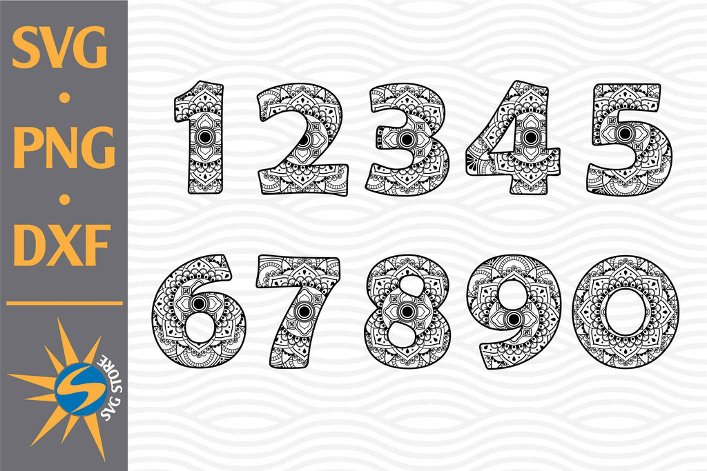 Mandala Numbers SVG, PNG, DXF Digital Files Include - So Fontsy