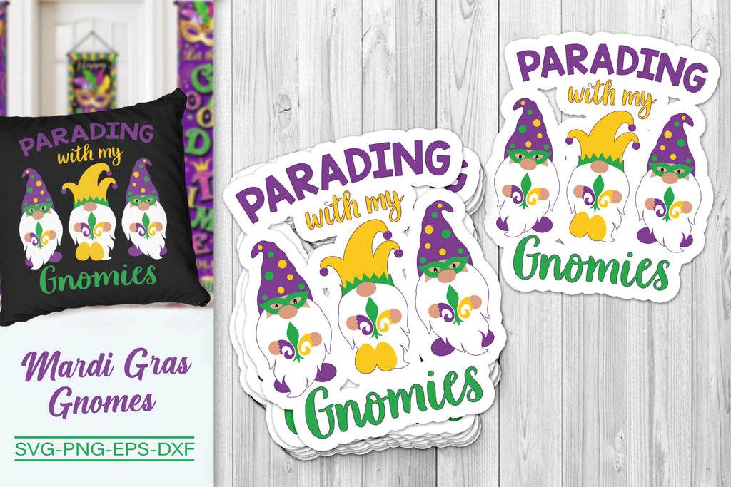 Mardi Gras Gnomes Svg, Parading With My Gnomies Svg - So Fontsy