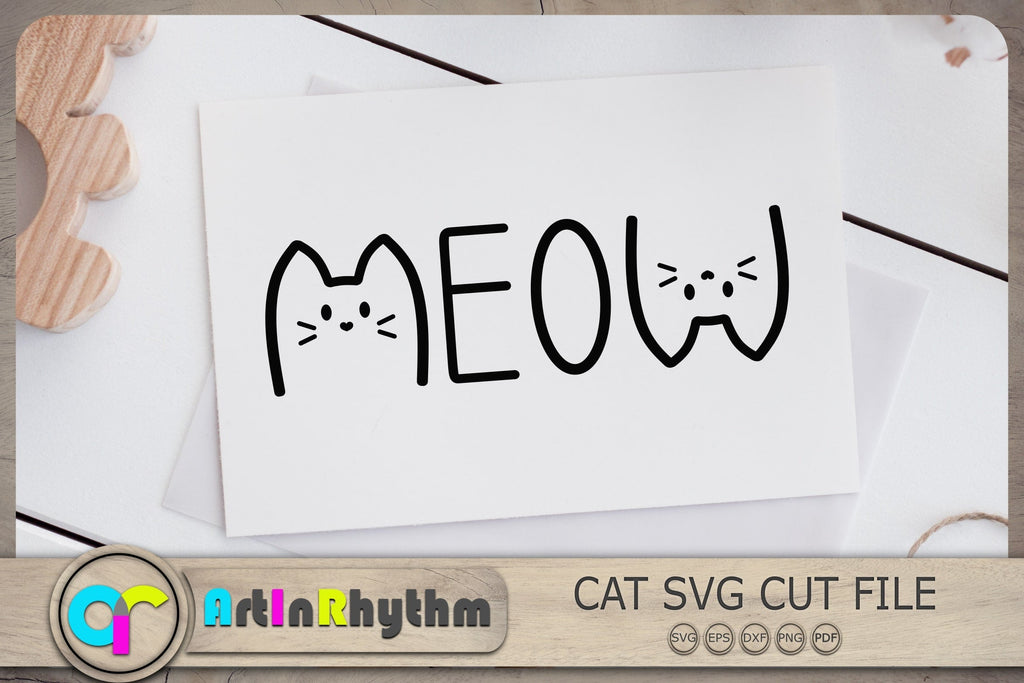 Meow Svg, Cat Svg, Cat Clipart, Cat Svg Cut File, Meow Cat Svg - So Fontsy