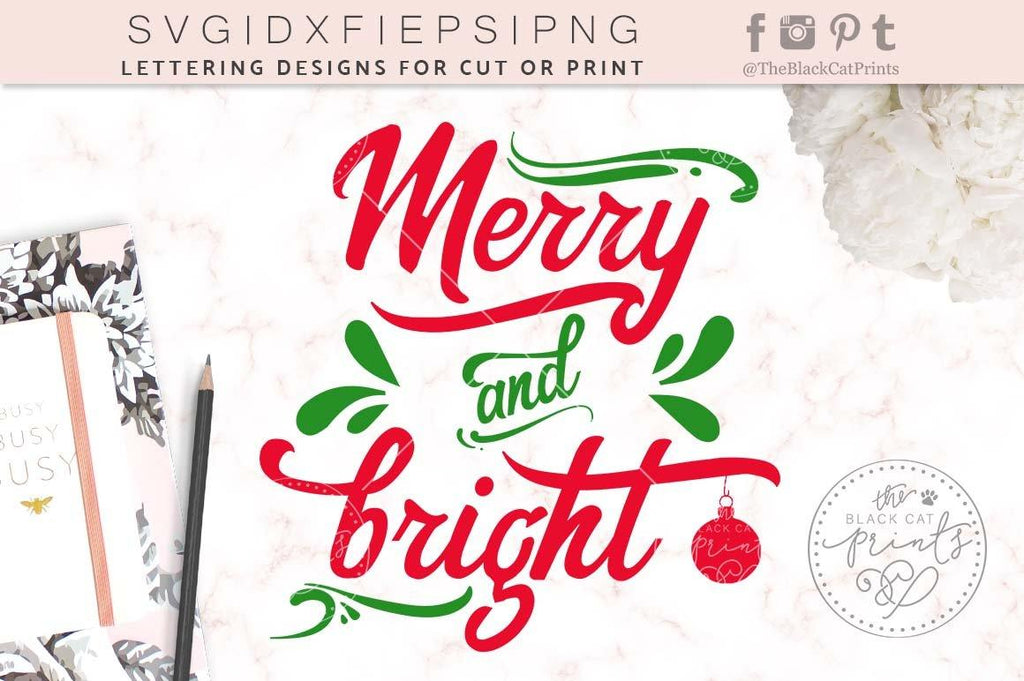 Merry and Bright Color | Christmas cut file - So Fontsy